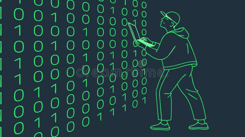 Binary Code Screen, Digital Technology and Data Flow Vector Design Generative AI Stock Vector ...