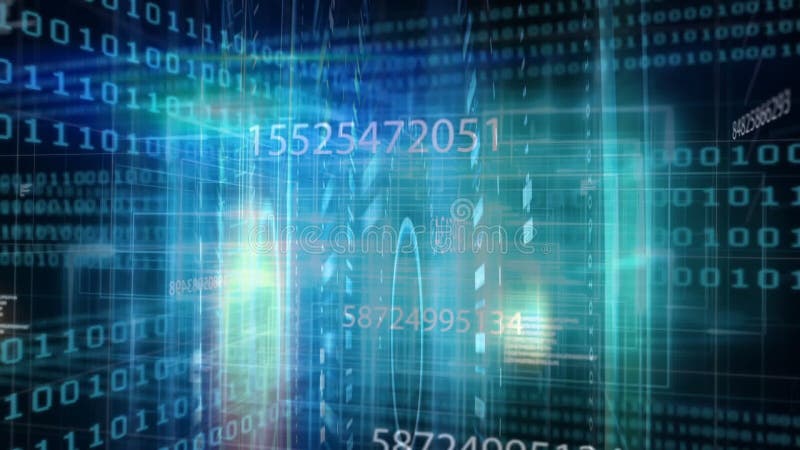 Binary Code Scrolling Causing Grids Emerging, Ring Pulsing and Panels Sliding Forming Data ...