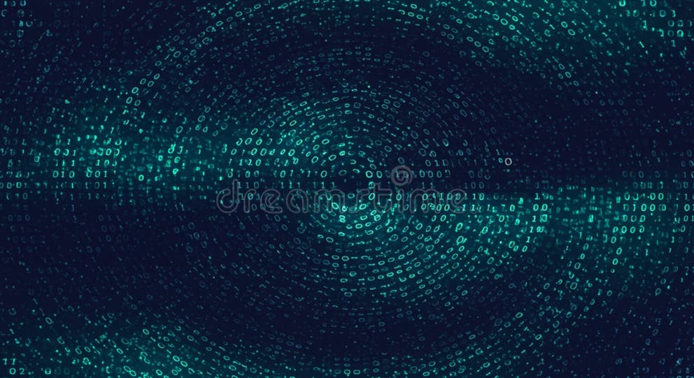 Binary Code in Shades of Green Forms a Circular, Vortex-like Pattern ...