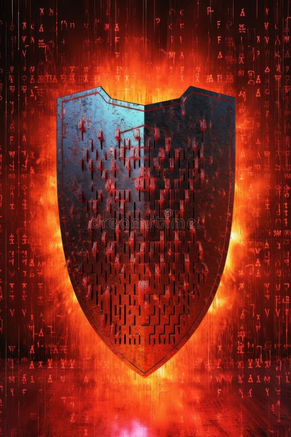 Binary Code with a Shield Overlay Stock Illustration - Illustration of ...