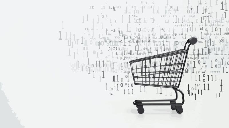 Binary Code and Shopping Cart Symbolizing Online Shopping Technology ...