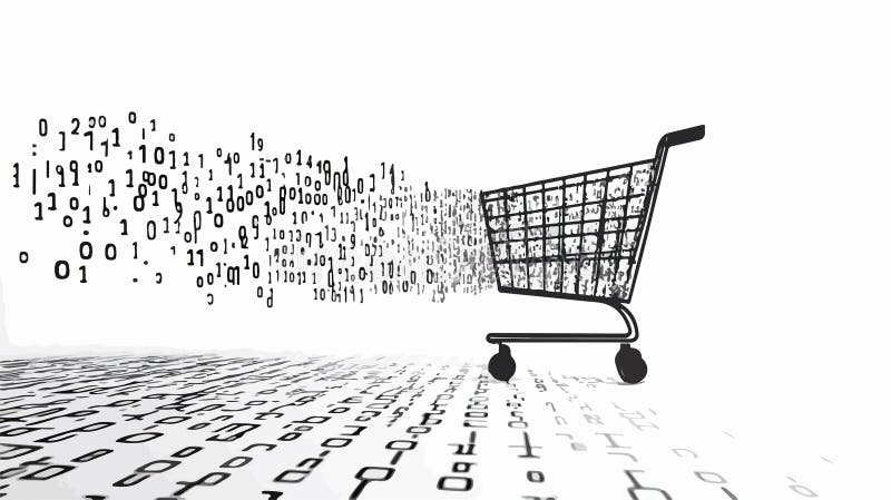 Binary Code and Shopping Cart Symbolizing Online Shopping Technology ...