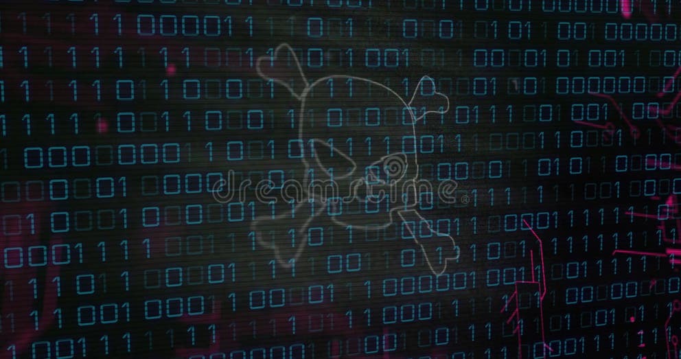 Binary Code and Skull with Crossbones Image, Representing Cybersecurity Threat Stock ...