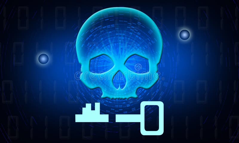 Binary Code Skull with a Key. Stock Illustration - Illustration of ...