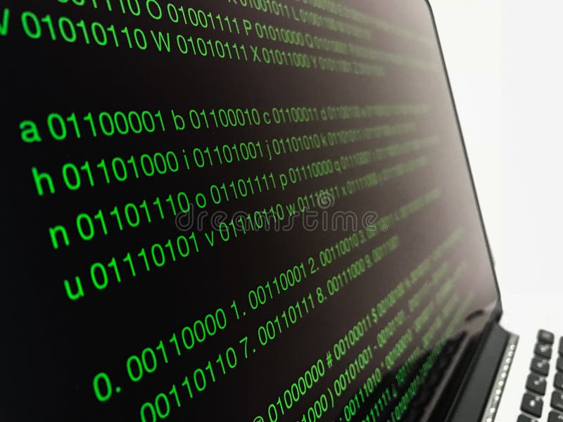 Binary Code Software Development Writing Programming Code On Laptop Stock Image Image Of