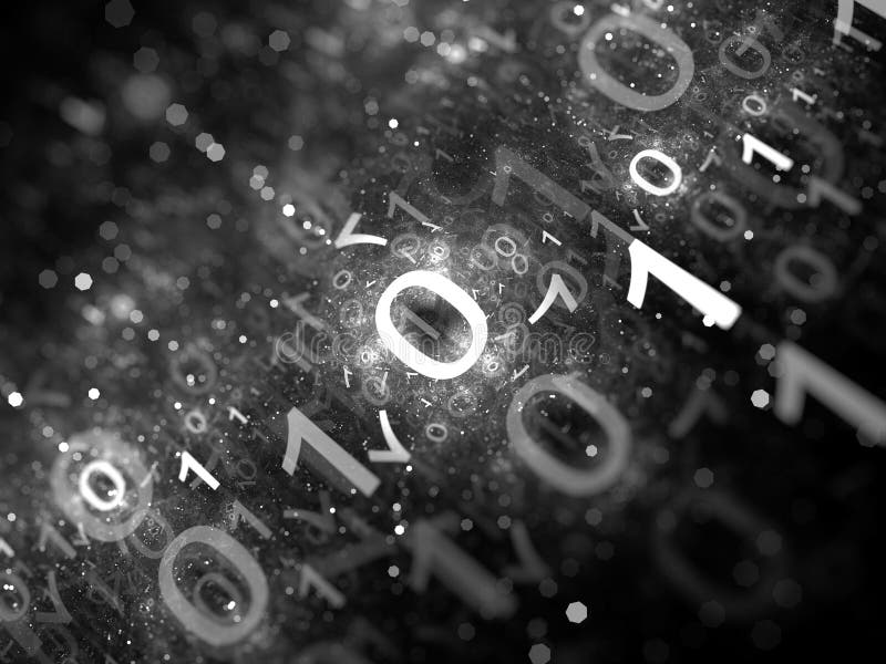 Binary Code in Space Black and White Intensity Map Stock Illustration ...