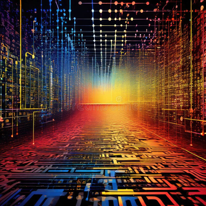 Binary Code Sparkling Cyberspace Matrix Background Stock Photo - Image ...