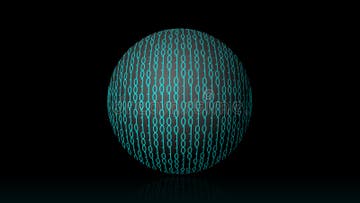 Binary code on a sphere stock vector. Illustration of dark - 160603777