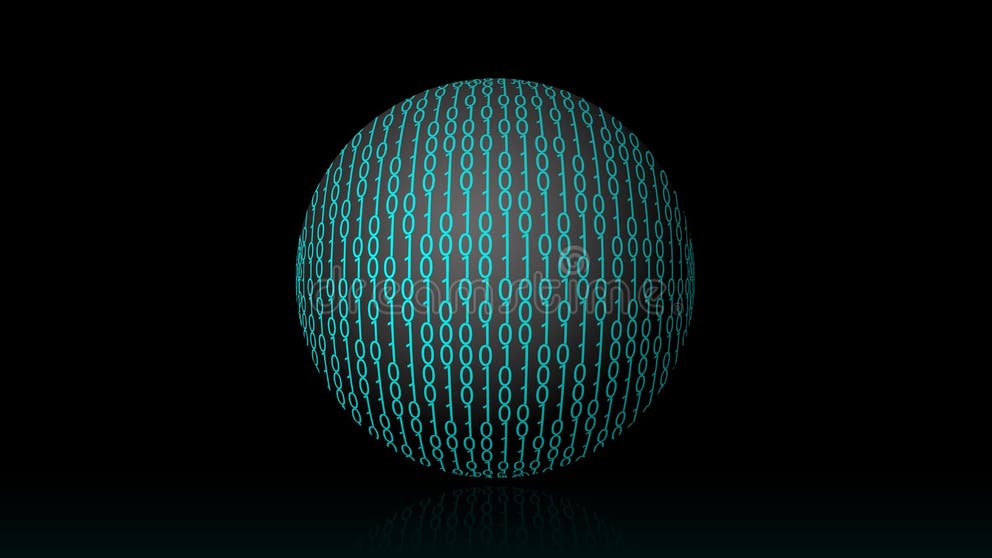 Binary code on a sphere stock vector. Illustration of dark - 160603777