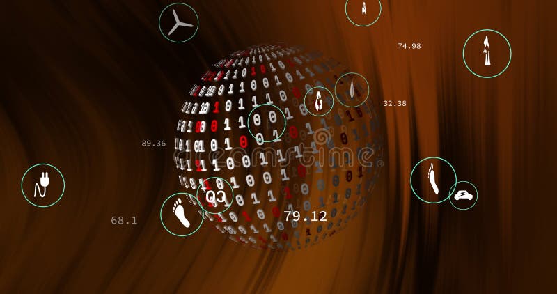 Binary Code Sphere with Various Icons and Numbers, Data Processing Animation Stock Video - Video ...