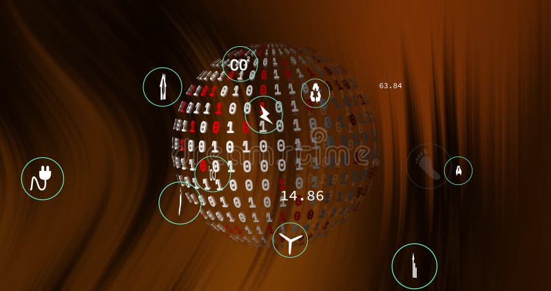 Binary Code Sphere With Various Icons And Numbers Data Processing Image Stock Illustration
