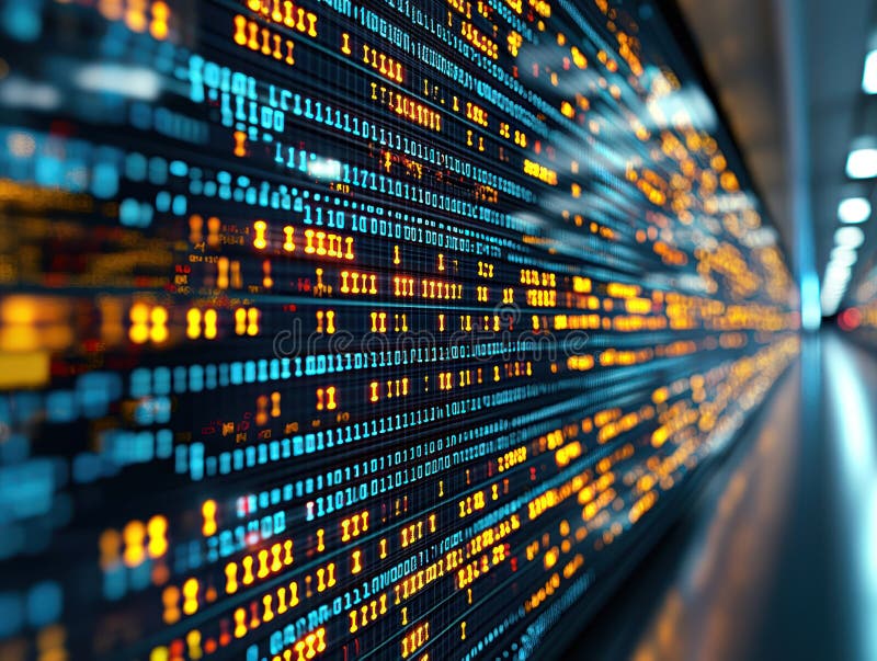 Digital Code Matrix: Binary Data Stream Display Stock Illustration - Illustration of cloud ...