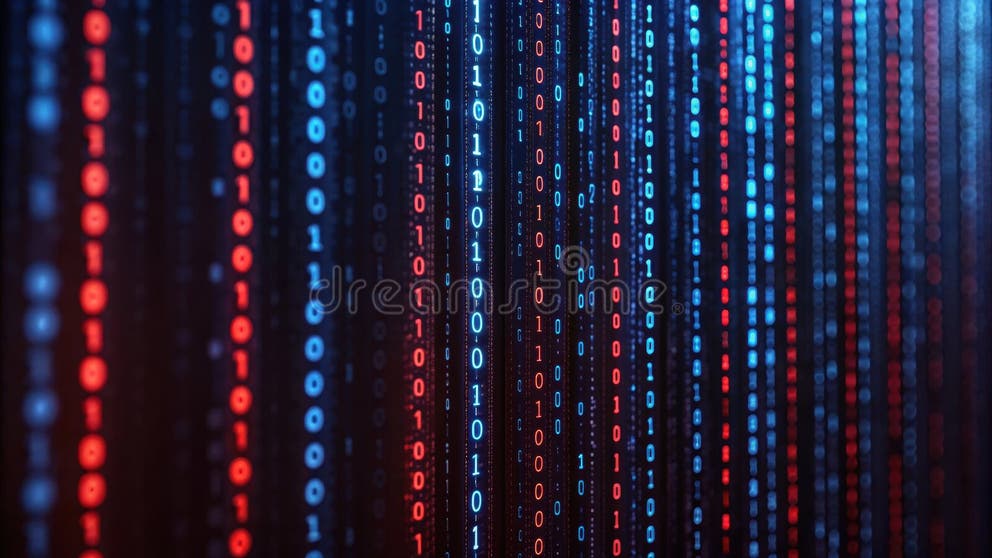 Binary Code Stream Depicting Cybercrime in Progress with Corruption and ...