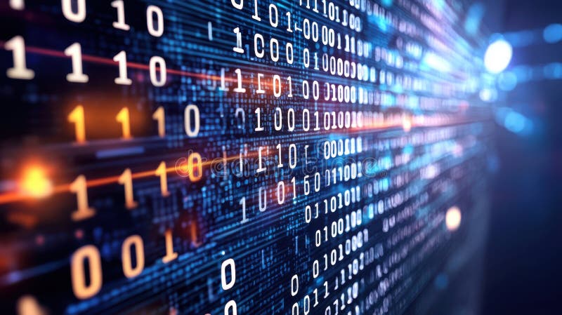 Binary Code Stream, Digital Data Flow, Tech Background Stock ...