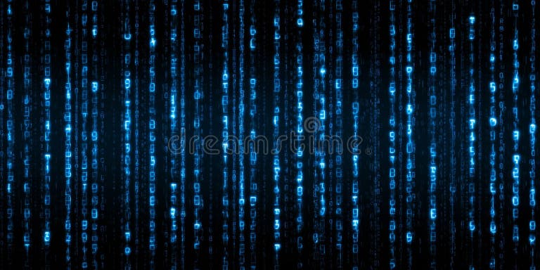 Binary Code Stream Digital Data Flowing on Computer Screen, Abstract Technology Background ...