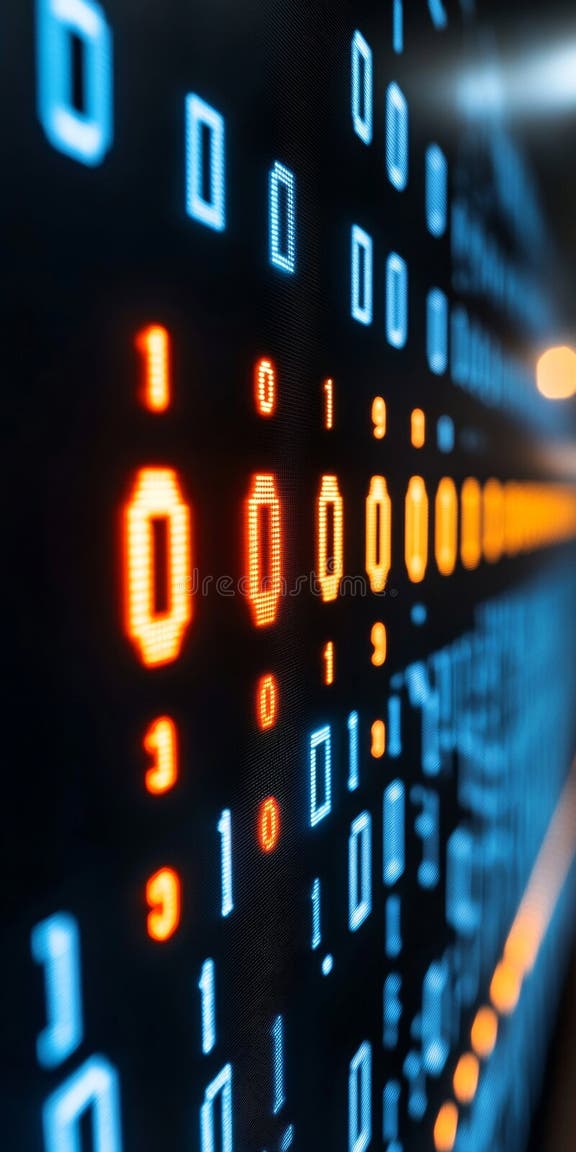 Binary Code Stream Digital Technology Background with Flowing 0 and 1 ...