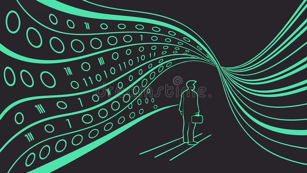 Binary Code Stream, Digital Technology, Data Flow, Information Technology Vector Design ...