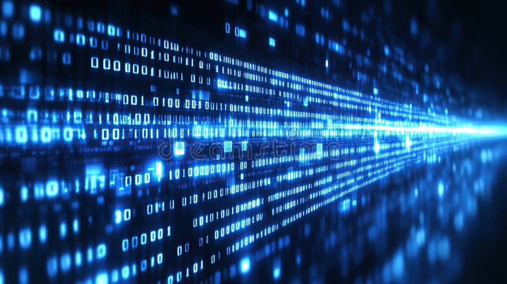 Binary Code Stream, Digital Tunnel, Futuristic Background, Data Flow Stock Illustration ...