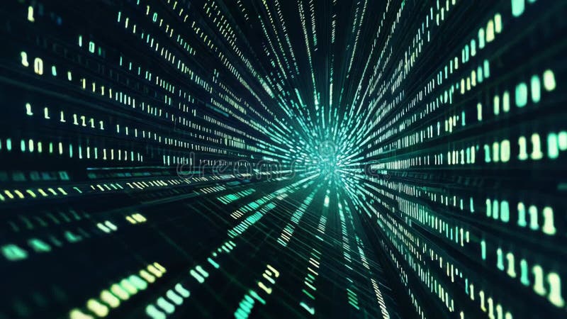 Binary Code Stream Flowing in Cyberspace Tunnel Visualization Stock Video - Video of background ...