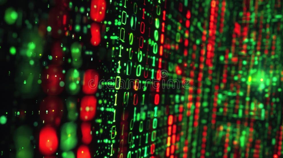 Binary Code Stream Flowing on Digital Display Showing Big Data Stock Photo - Image of ...