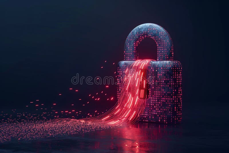 Binary Code Stream Flowing into a Digital Lock Signifying Cybersecurity ... Binary Code Stream Flowing into a Digital Lock Signifying Cybersecurity ...