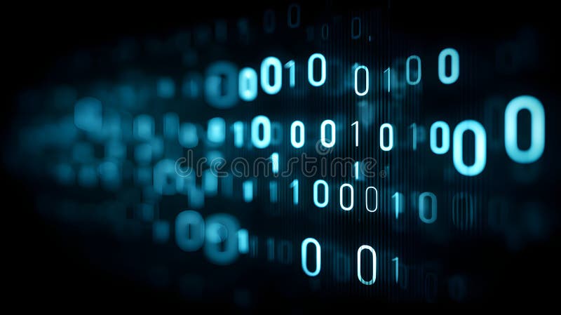 Binary Code Stream Flowing Representing Data and Digital Technology ...