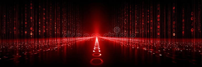 Binary Code Stream Futuristic Data Visualization, Red Digital Rain ...