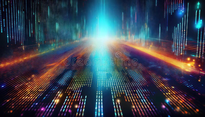 Binary Code Streaming Data on a Futuristic Wallpaper Design a Vibrant Digital Artwork Blending ...