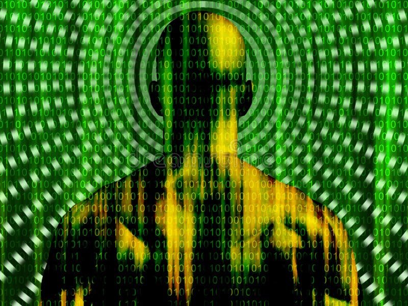 Binary code streaming man stock illustration. Illustration of concept ...