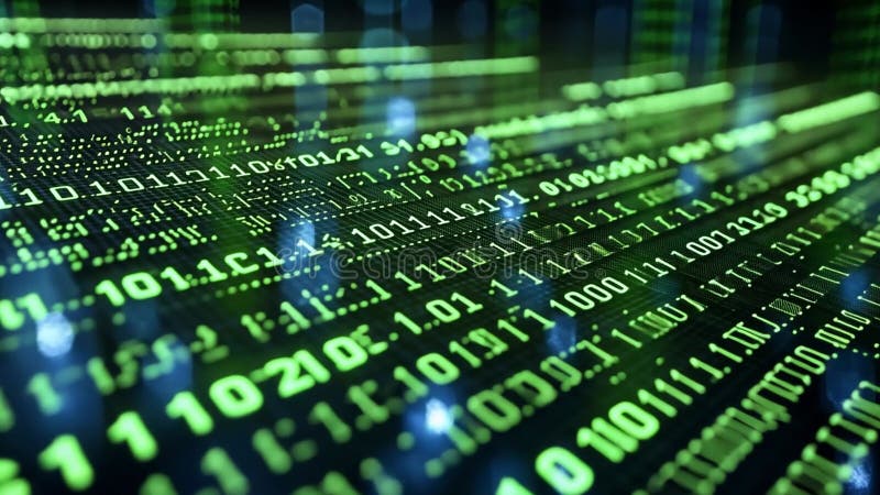 Binary Code Streams Across a Dark Background, Highlighting Data Flow in Tech Stock Footage ...