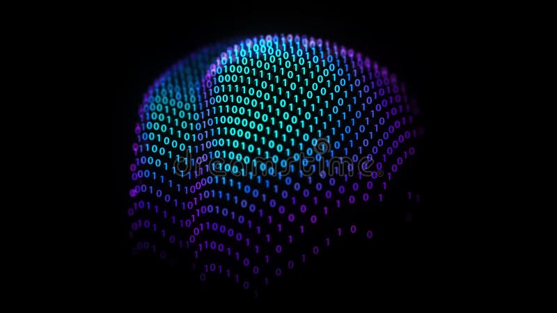 Binary Code on Surface of Digital Sphere with Smooth Wave Motion Stock ...