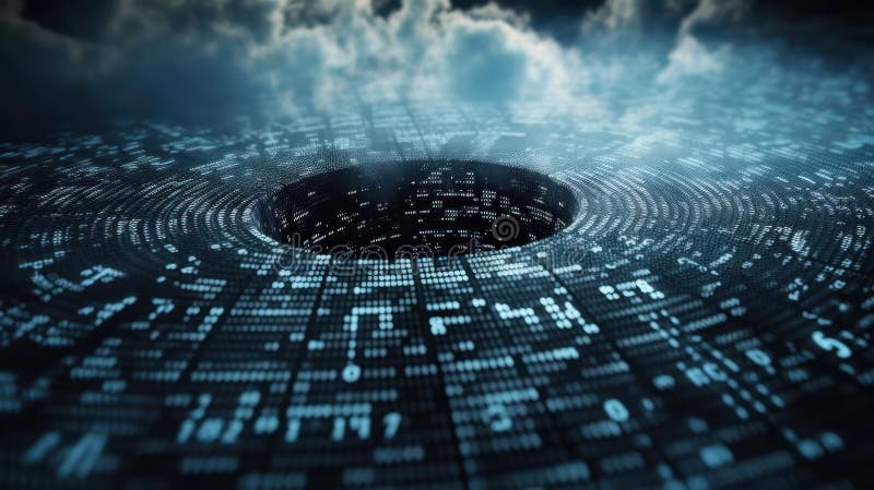 A Binary Code Symbol Surrounded by Clouds of Data Created with Generative AI Stock Illustration ...