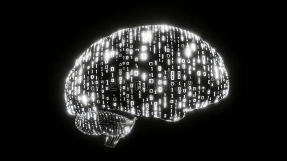 Binary Code Traverses The Neural Pathways Of A Digital Brain Demonstrating Ai S Processing