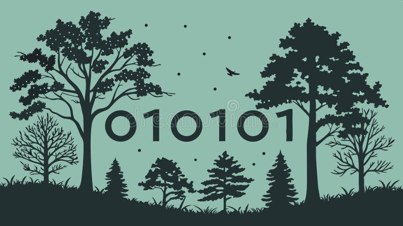 Binary Code Tree Technology Digital Nature And Coding Concept Vector Design Generative Ai