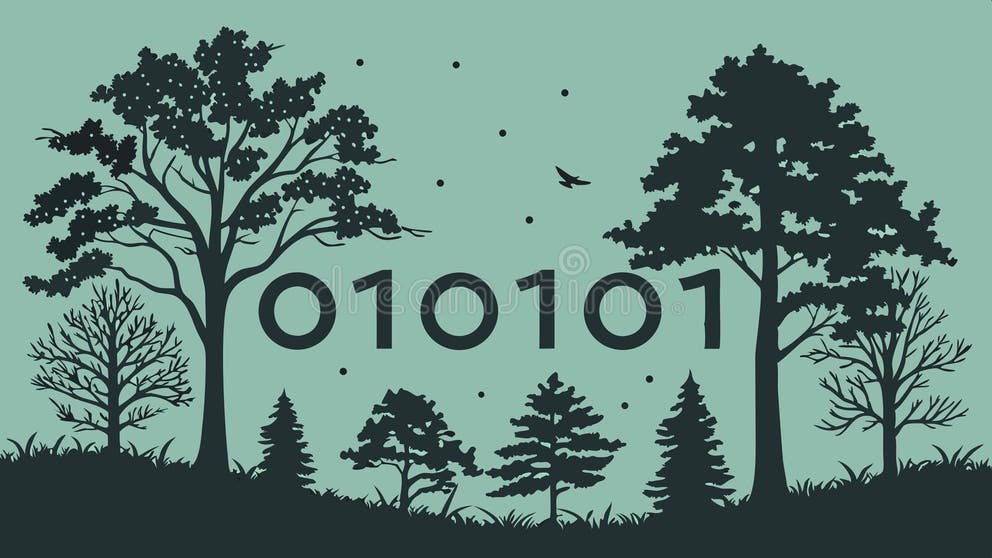 Binary Code Tree Technology Digital Nature And Coding Concept Vector Design Generative Ai