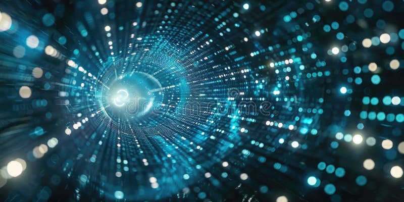 Binary Code Tunnel with Digital Elements. Abstract Art Digital Image. AIG49. Stock Illustration ...