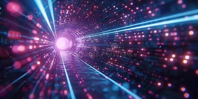 Binary Code Tunnel with Digital Elements. Abstract Art Digital Image. AIG49. Stock Illustration ...