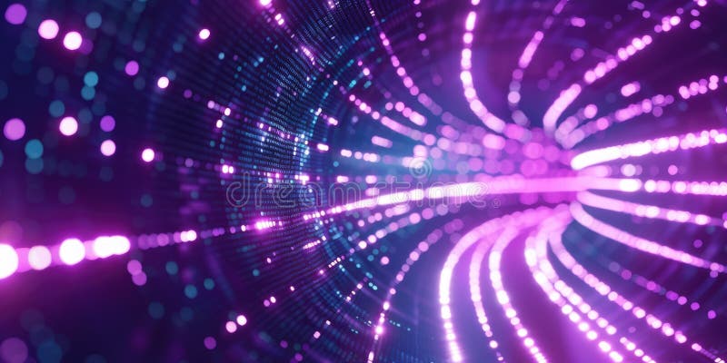 Binary Code Tunnel with Digital Elements. Abstract Art Digital Image ...