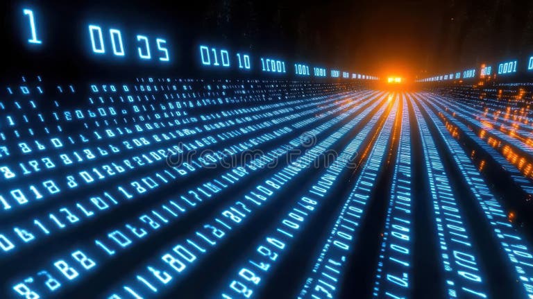 Binary Code Tunnel a Digital Odyssey Towards the Light - Data Stream of ...