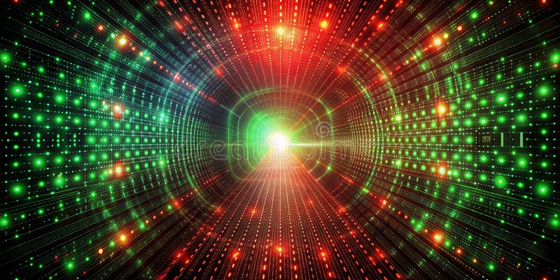Binary Code Tunnel Green and Red Glowing Particles Form a Futuristic ... Binary Code Tunnel Green and Red Glowing Particles Form a Futuristic ...