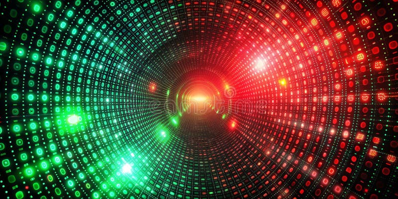 Binary Code Tunnel Green and Red Glowing Particles Form a Futuristic ... Binary Code Tunnel Green and Red Glowing Particles Form a Futuristic ...