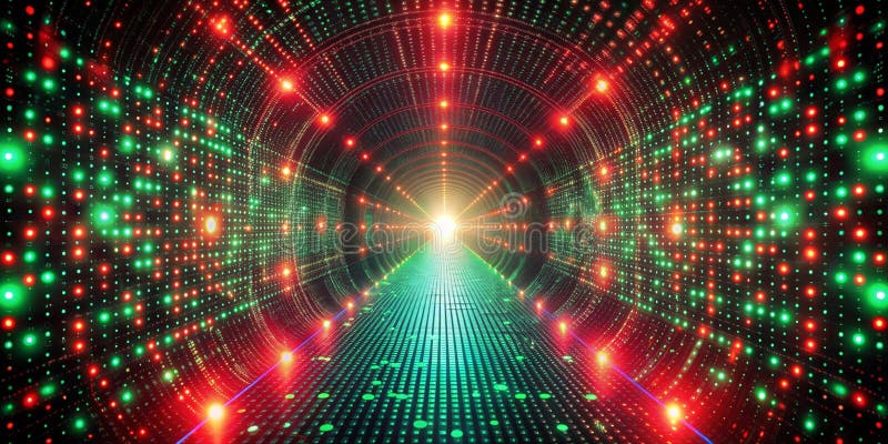 Binary Code Tunnel Green and Red Glowing Particles Form a Futuristic ... Binary Code Tunnel Green and Red Glowing Particles Form a Futuristic ...