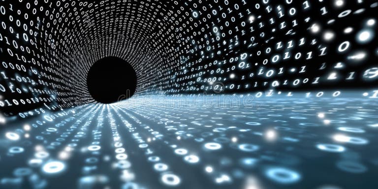 Generative AI Binary Code Tunnel Leading To Data Stream Representing ...