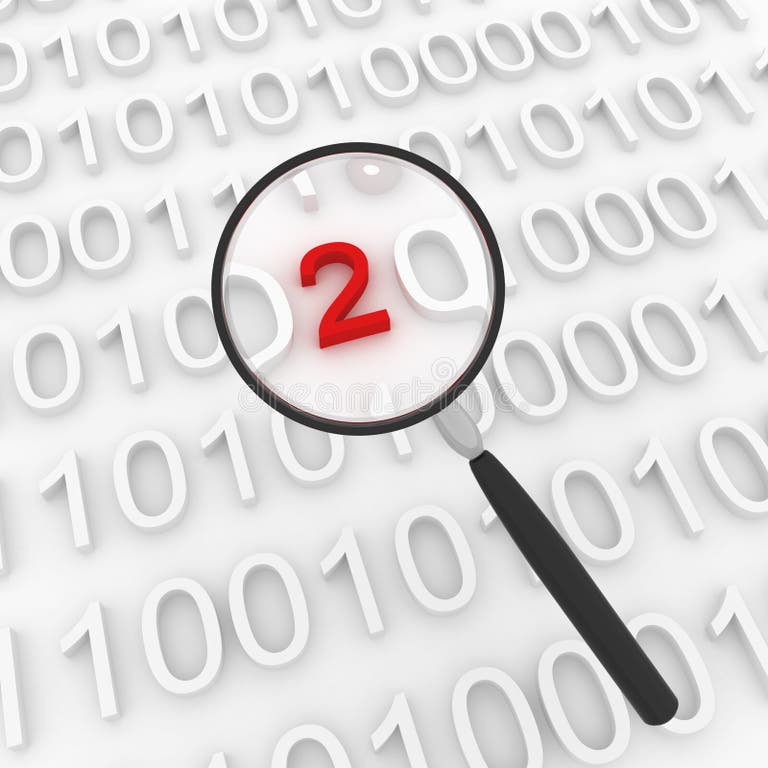 Binary Code Under Magnifying Glass Stock Illustration - Illustration of ...