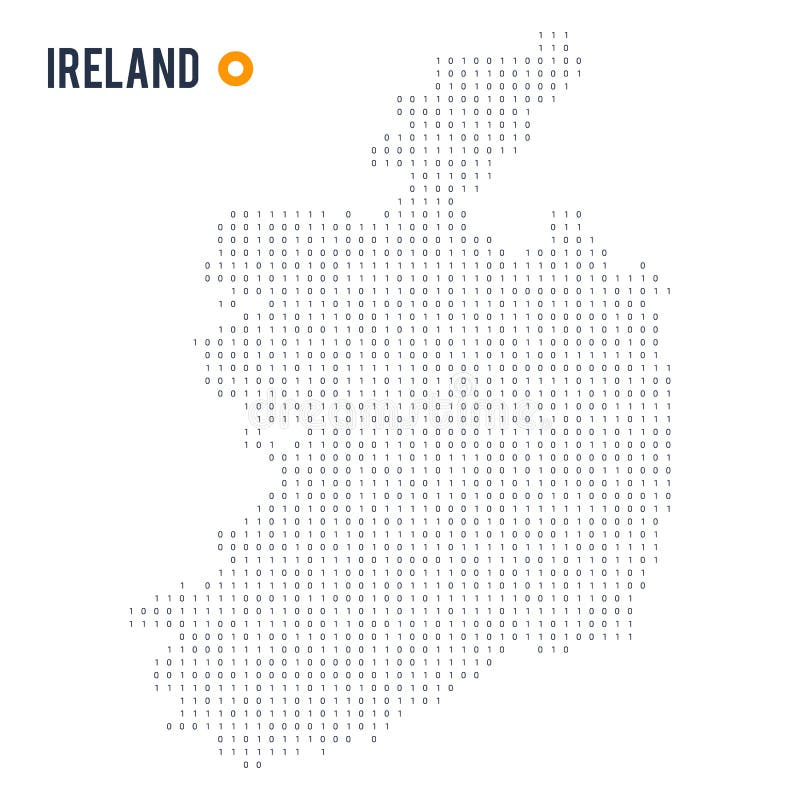 Binary Code Vector Ireland Map of Ireland Isolated on White Background ...