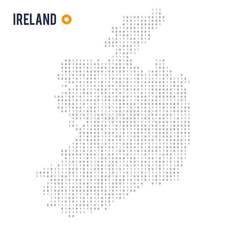 Binary Code Vector Ireland Map of Ireland Isolated on White Background ...