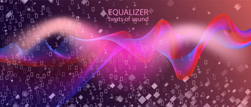 Binary Code Vector Presentation. Digital Equalizer Slide. Purple Pink Blue Background. Matrix ...