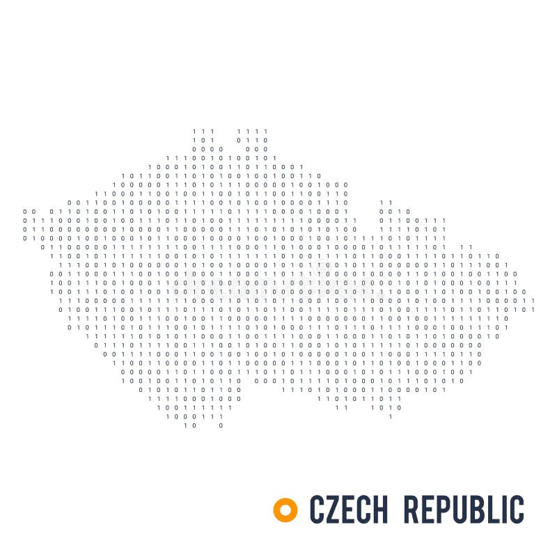 Binary Code Vector Stylized Map of Czech Republic Isolated on White ...