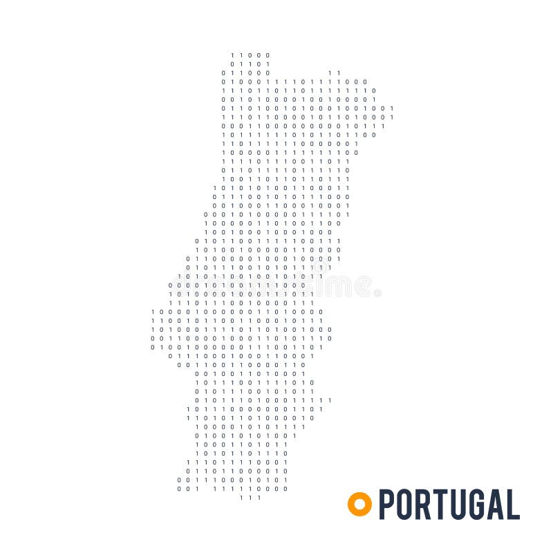 Binary Code Vector Stylized Map of Portugal Isolated on White ...
