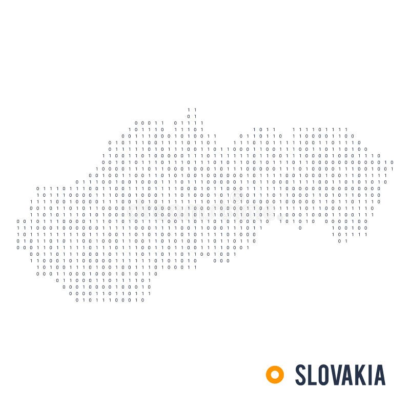 Binary Code Vector Stylized Map of Slovakia Isolated on White ...